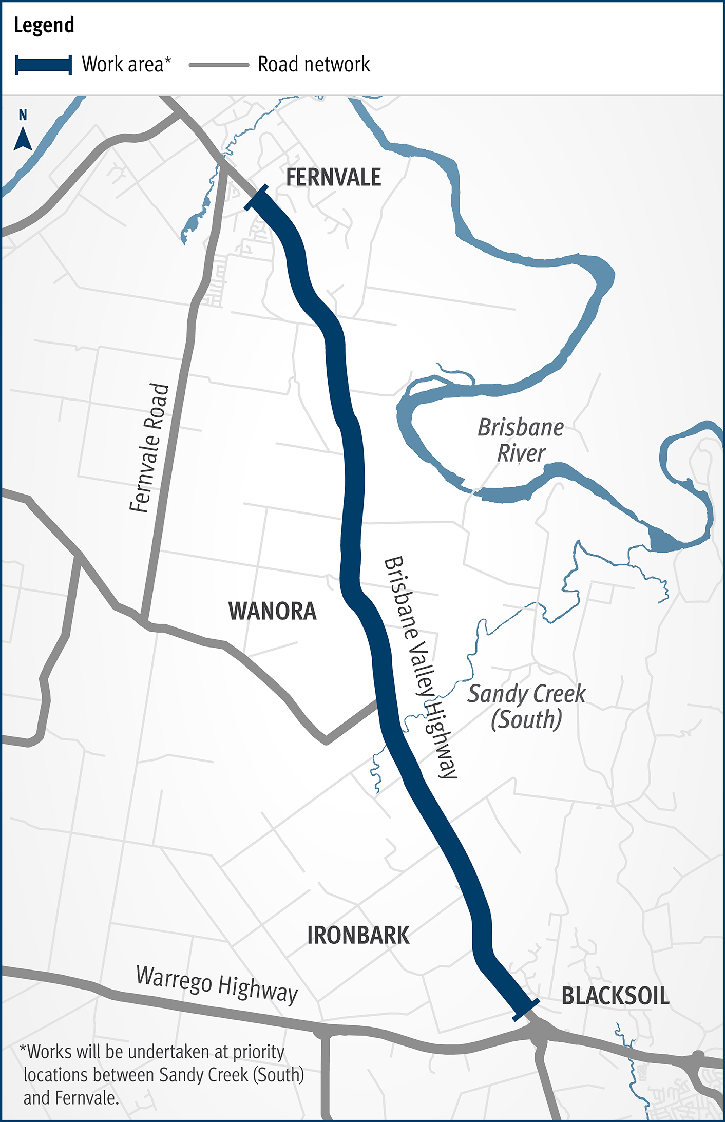 Brisbane Valley Highway (Ipswich - Harlin), Warrego Highway to Fernvale, improve safety ...