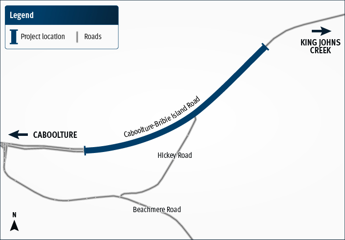 Caboolture-Bribie Island Road, Hickey Road to King Johns Creek ...