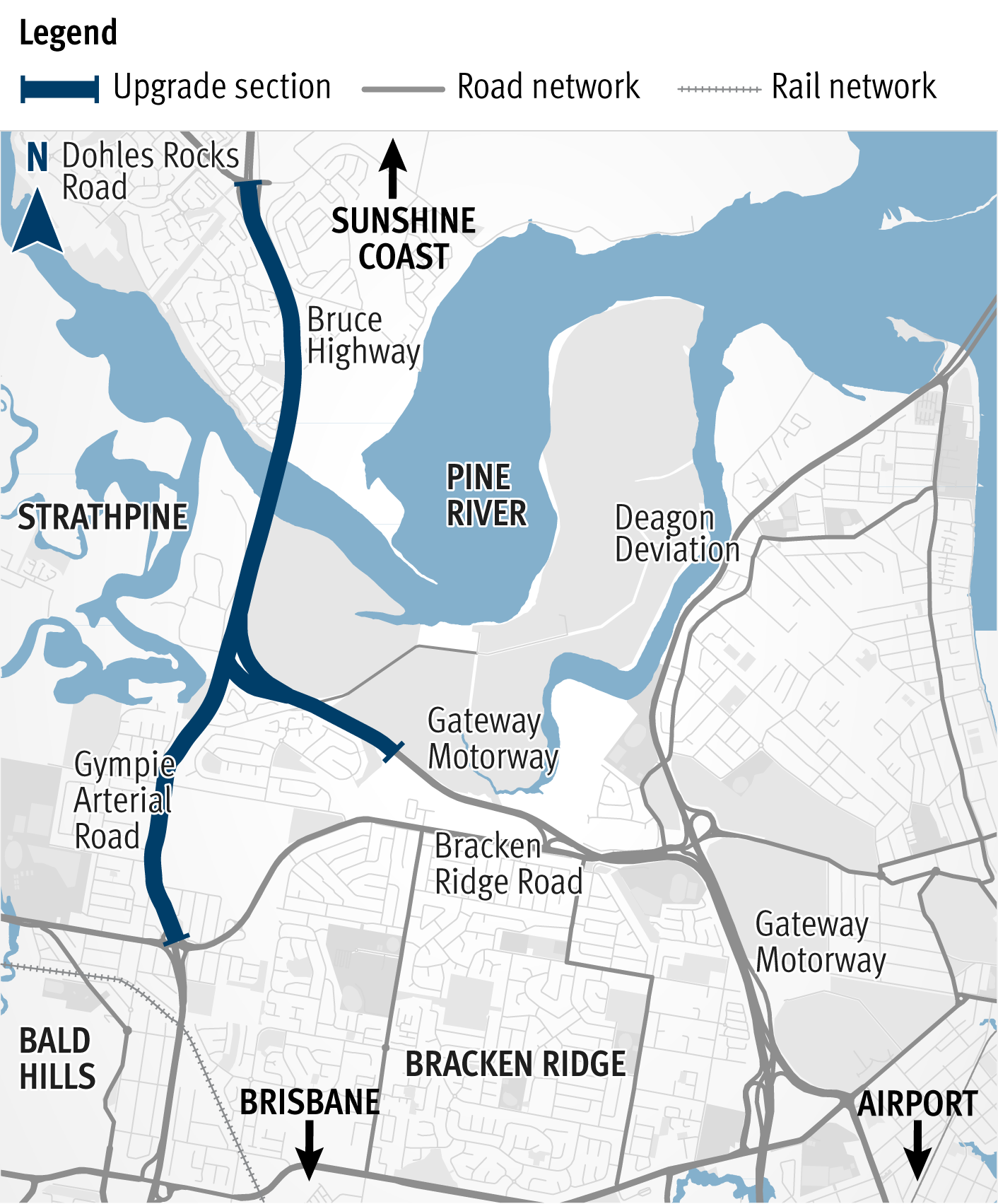 Bruce Highway (Brisbane - Gympie), Gateway Motorway to Dohles Rocks ...