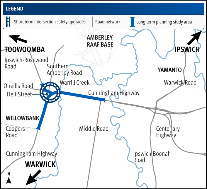 Cunningham Highway (Ipswich–Warwick) and Ipswich-Rosewood Road ...